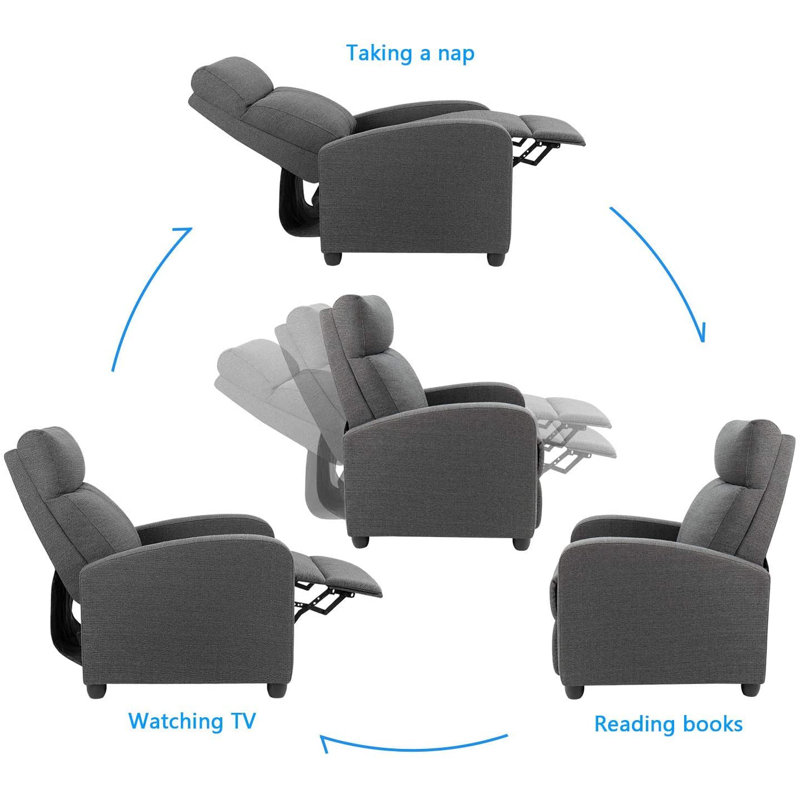Massage Chair Adjustable Home Theater Single Recliner Sofa Furniture with Thick Seat Cushion and Backrest Modern Living Room Recliners Gray
